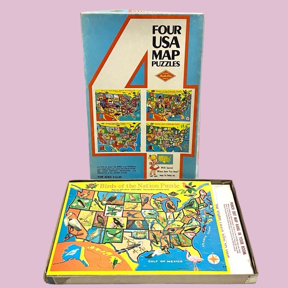 warren built-rite | Toys | Vintage Warren Builtrite 4 Puzzles Usa Maps ...